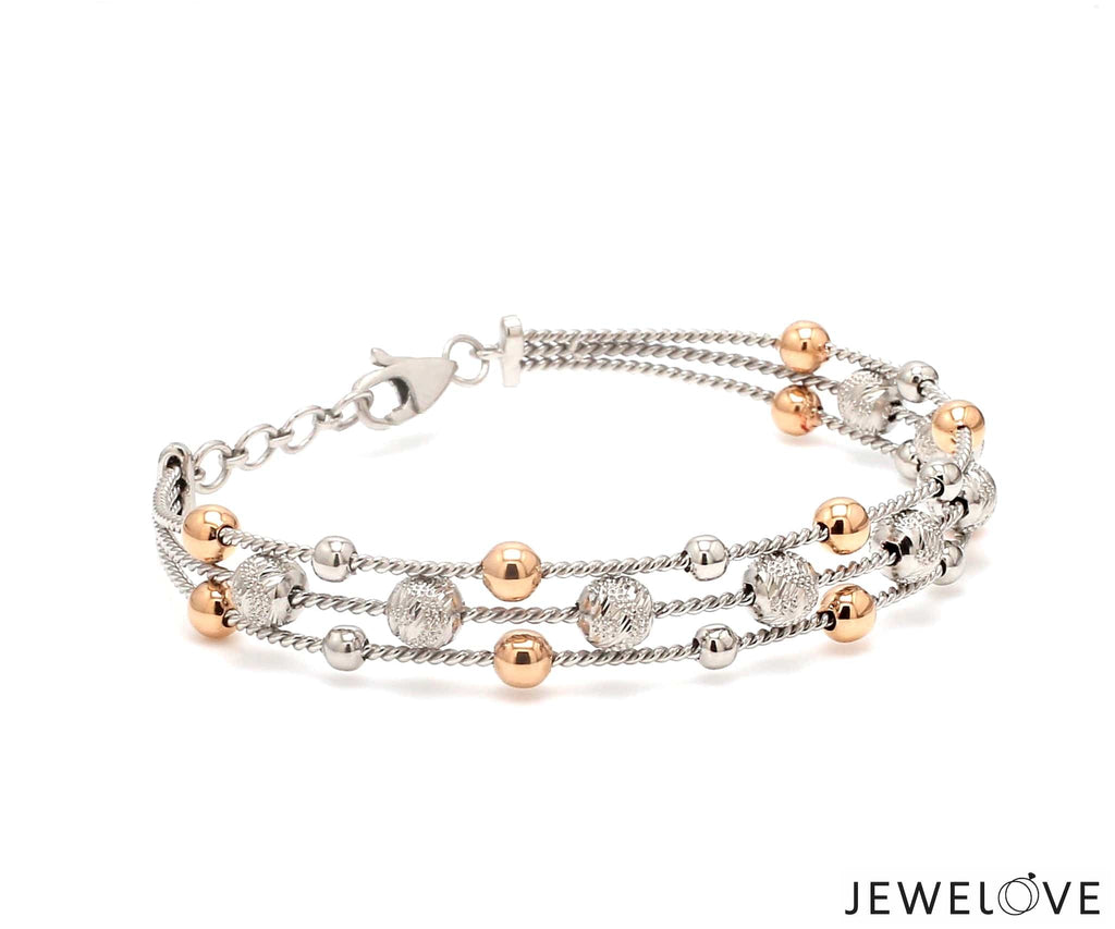 Jewelove™ Bangles & Bracelets Platinum & Rose Gold Diamond Cut Balls ...