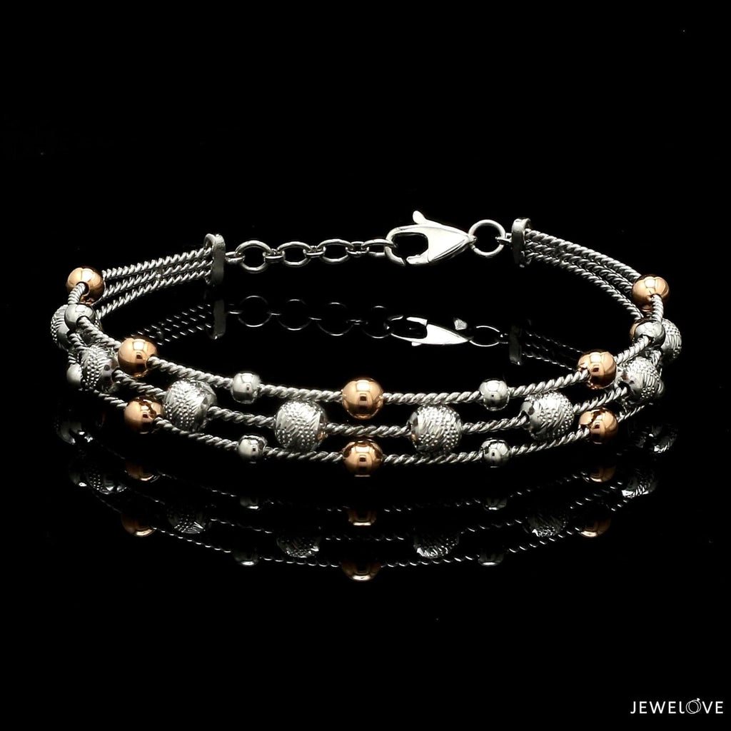 Platinum & Rose Gold Diamond Cut Balls Bracelet for Women JL PTB 1207 ...