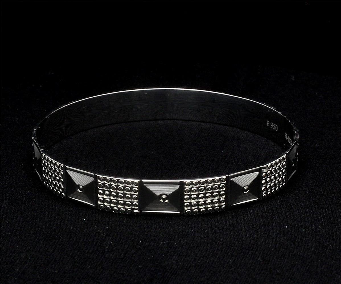 Broad Platinum Bangle for Women with Diamond Cut JL PTB 622