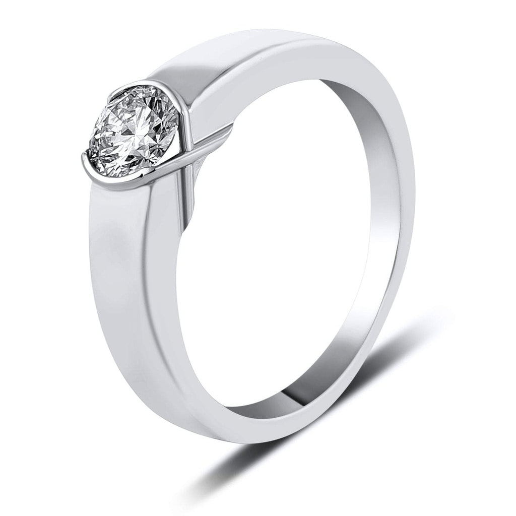 Jewelove™ Rings 50 Pointer Men's Platinum Ring with Embedded Solitaire ...