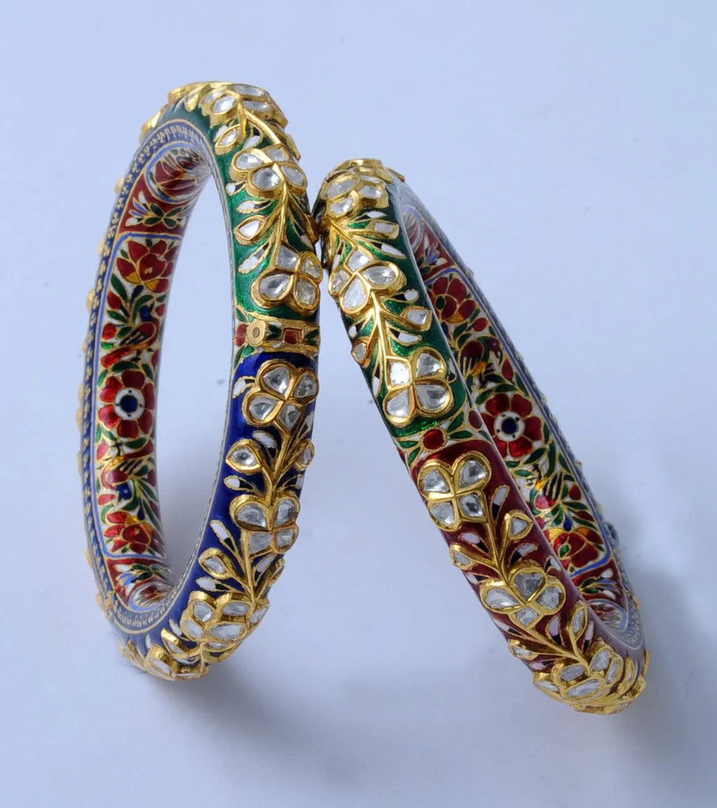 Traditional Indian Polki Bangles - Artistic Diamond Polki Bangle With ...