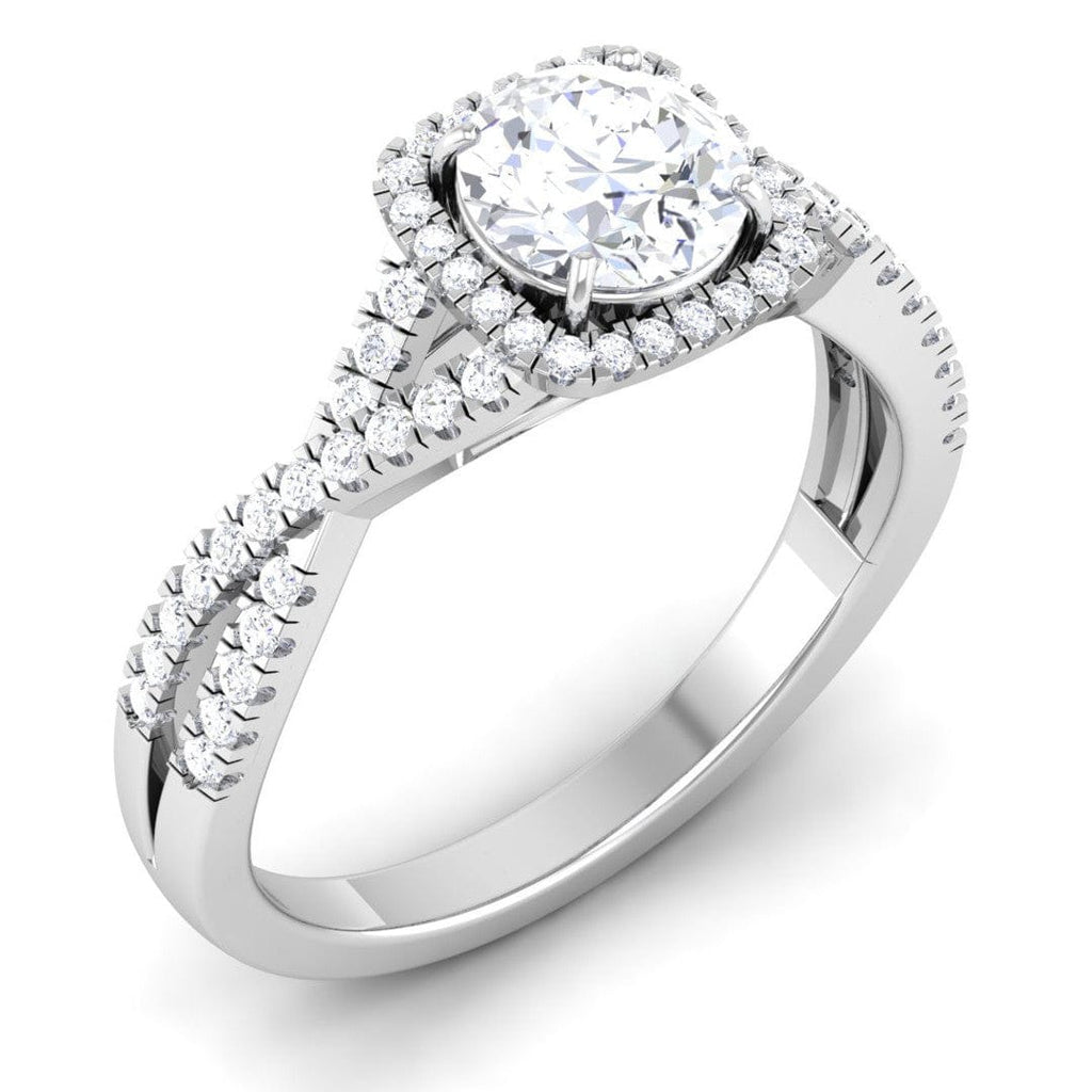 Jewelove™ Rings Customised Designer 30 Pointer Halo Solitaire Platinum ...