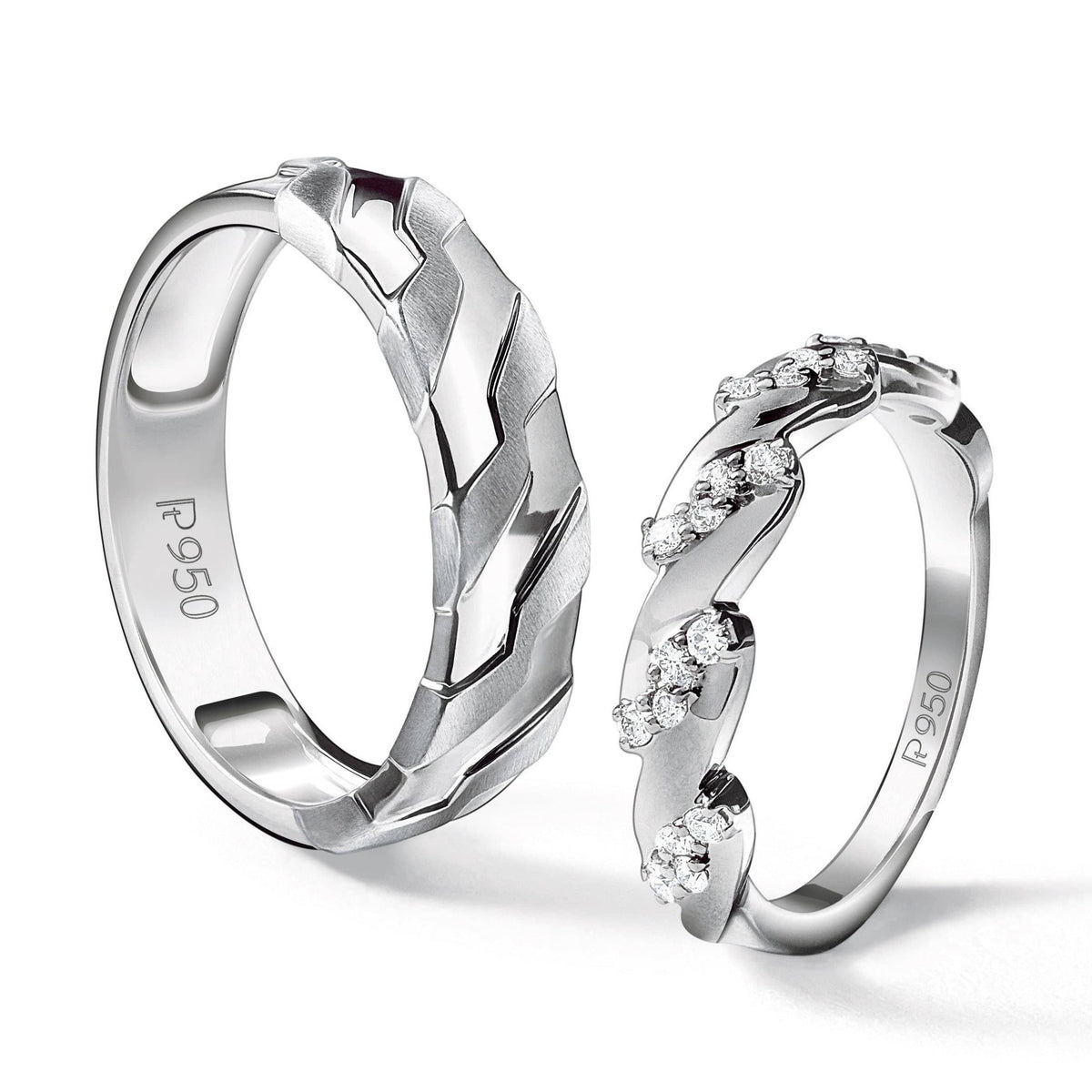 Designer Platinum Love Bands JL PT 615 | Unique Couple Rings