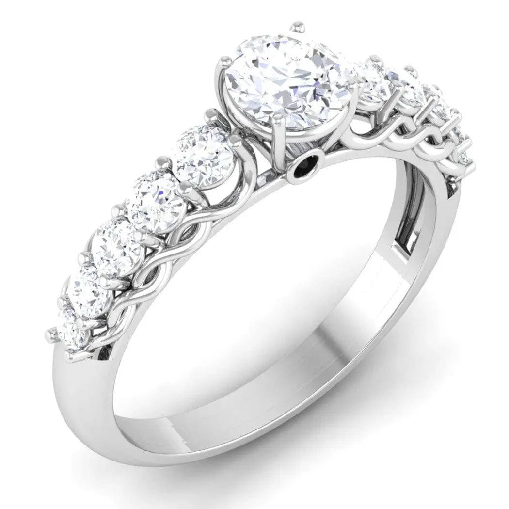 Platinum Solitaire Setting with 5-pointer Diamond Accents on Either Si