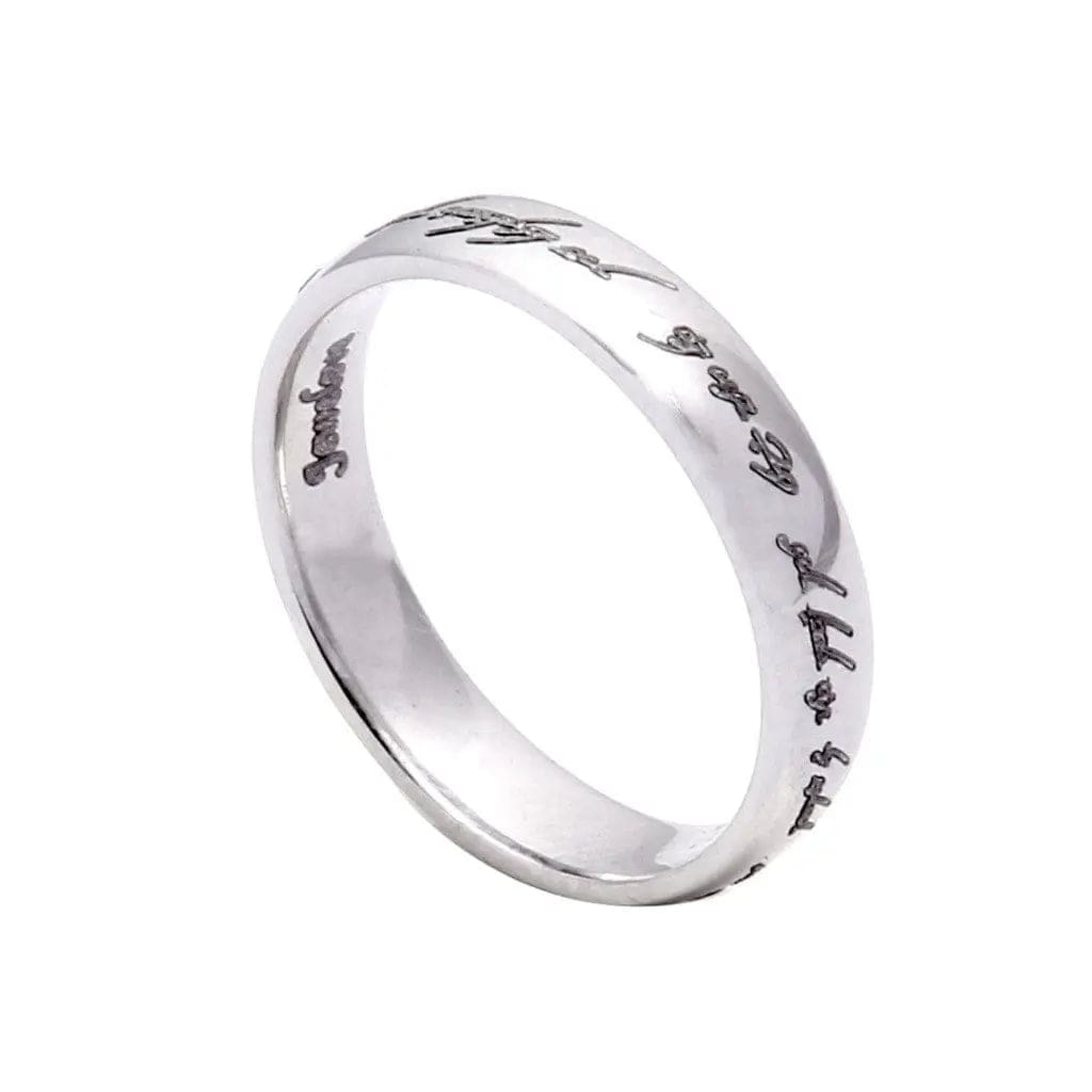 Rings of Love - Platinum Bands with Elvish Poem Engraved JL PT 438